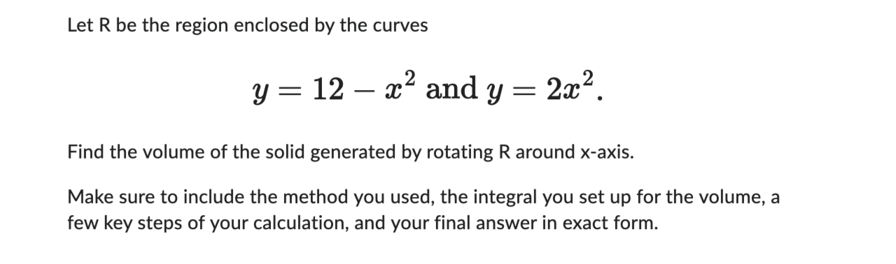 Solved Let R ﻿be the region enclosed by the curvesy=12-x2 | Chegg.com