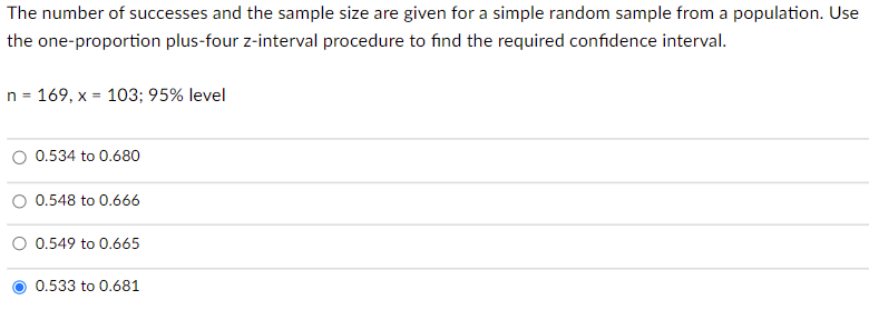 Solved The number of successes and the sample size are given | Chegg.com