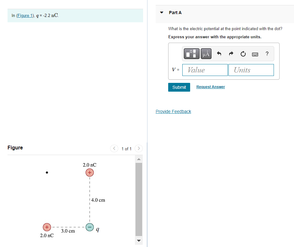 Solved q=−2.2nC What is the electric potential at the point | Chegg.com