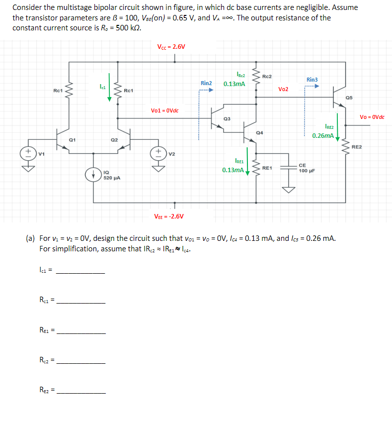 Consider the multistage bipolar circuit shown in | Chegg.com