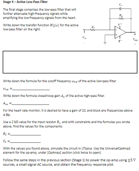 Stage 4 -Active Low-Pass FilterThe final stage | Chegg.com