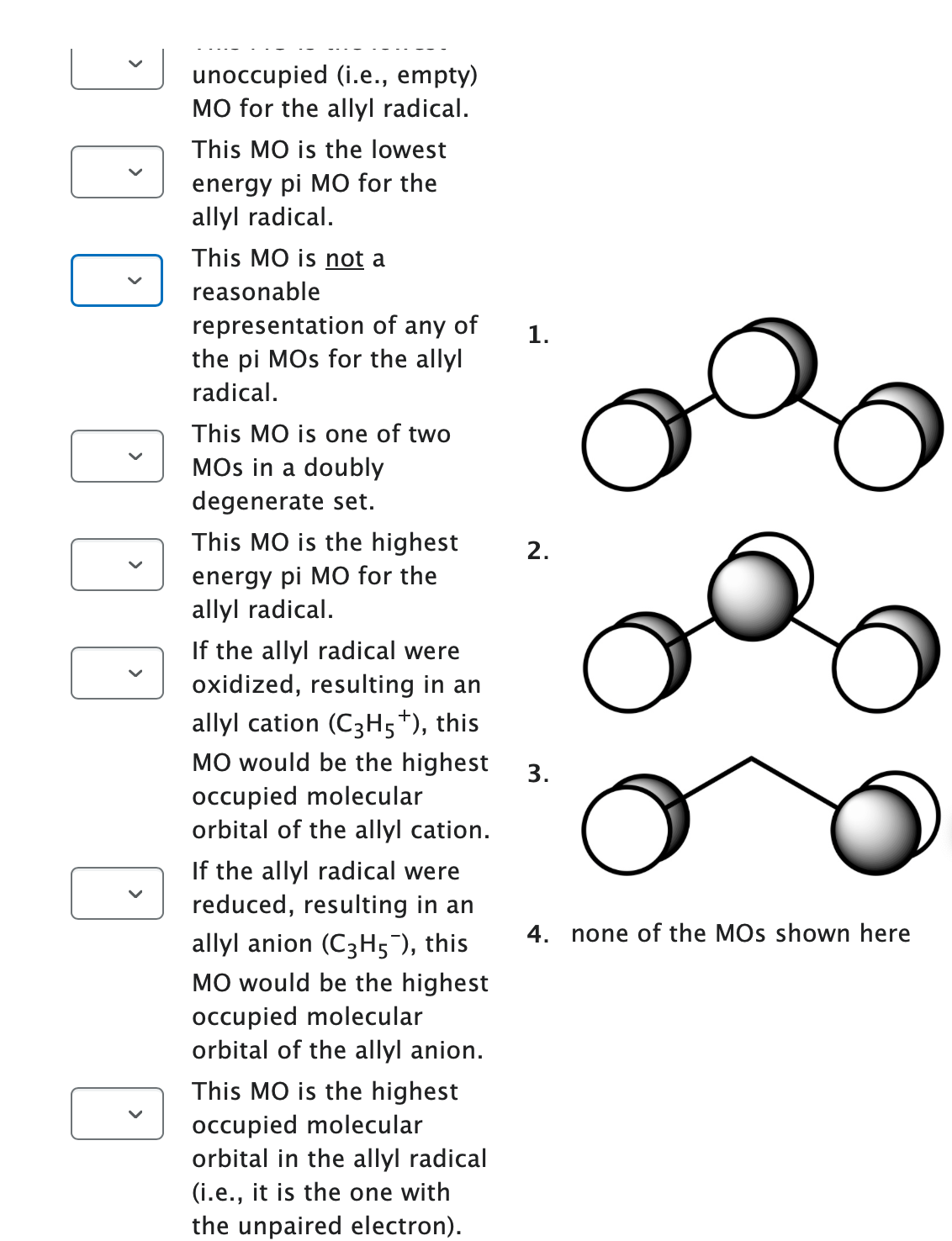 unoccupied (i.e., ﻿empty)MO for the allyl | Chegg.com