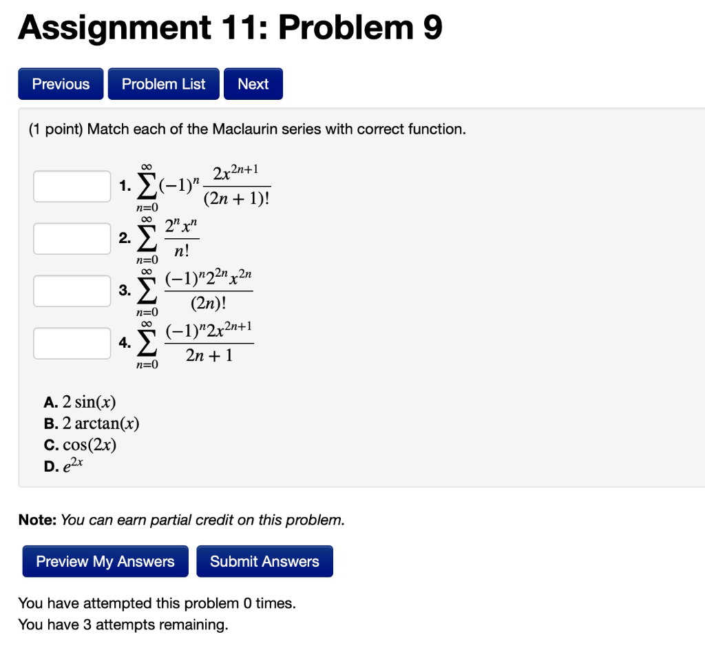 Solved Assignment 11: Problem 9 Previous Problem List Next | Chegg.com