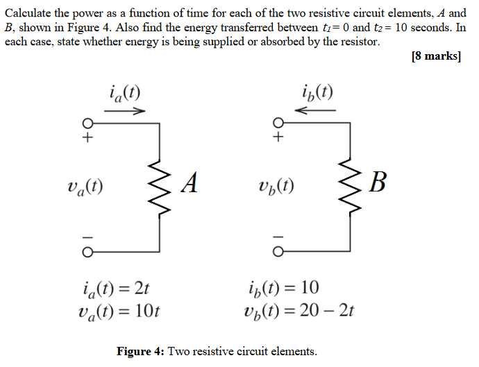 Solved Calculate the power as a function of time for each of | Chegg.com