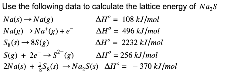 Lattice Energy Equation