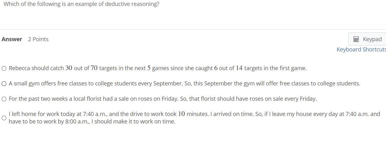 Solved Which of the following is an example of deductive | Chegg.com