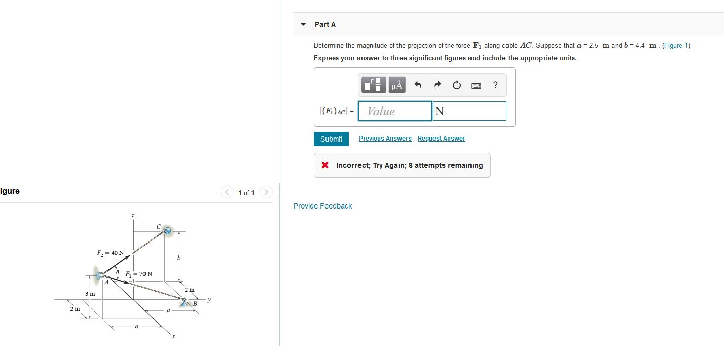 Solved Part A Determine the magnitude of the projection of | Chegg.com