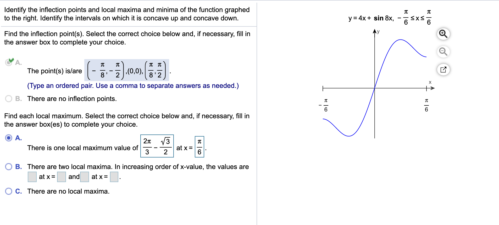 Solved Identify the inflection points and local maxima and | Chegg.com