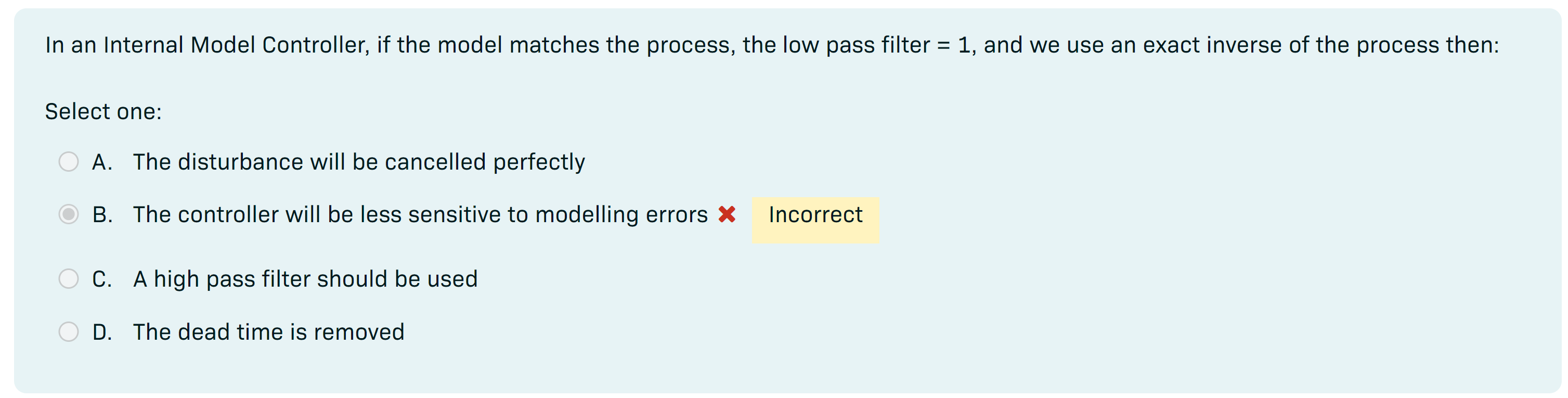 Solved In an Internal Model Controller, if the model matches | Chegg.com