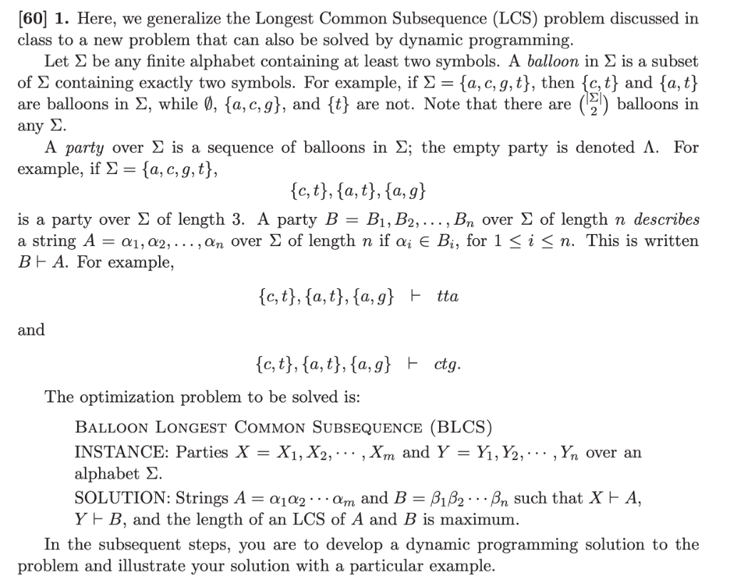 [60] 1. Here, we generalize the Longest Common | Chegg.com