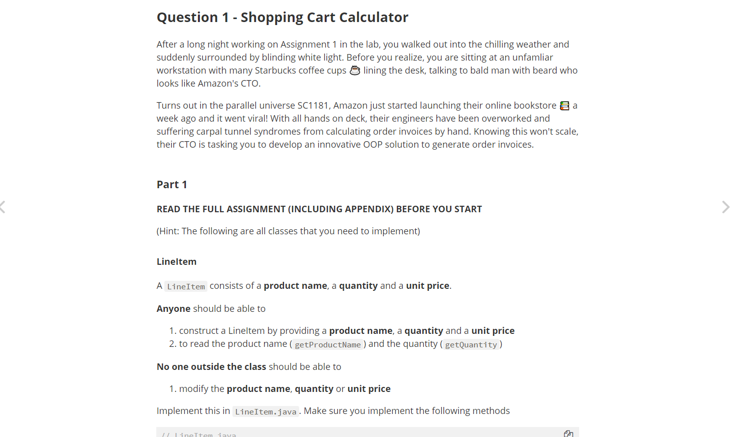 Solved Question 1 - Shopping Cart Calculator After a long | Chegg.com