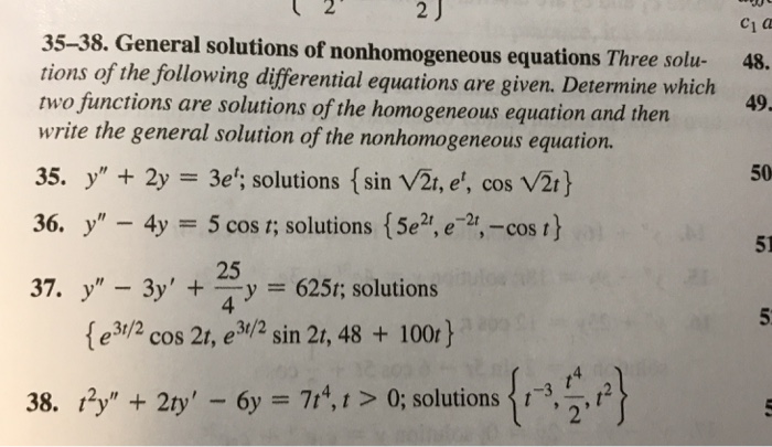 Solved General solutions of nonhomogeneous equations Three | Chegg.com