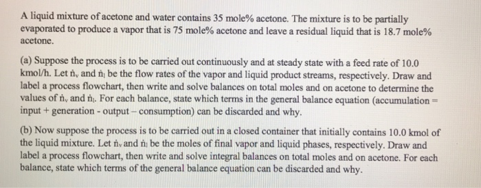 Solved A liquid mixture ofacetone and water contains 35 | Chegg.com