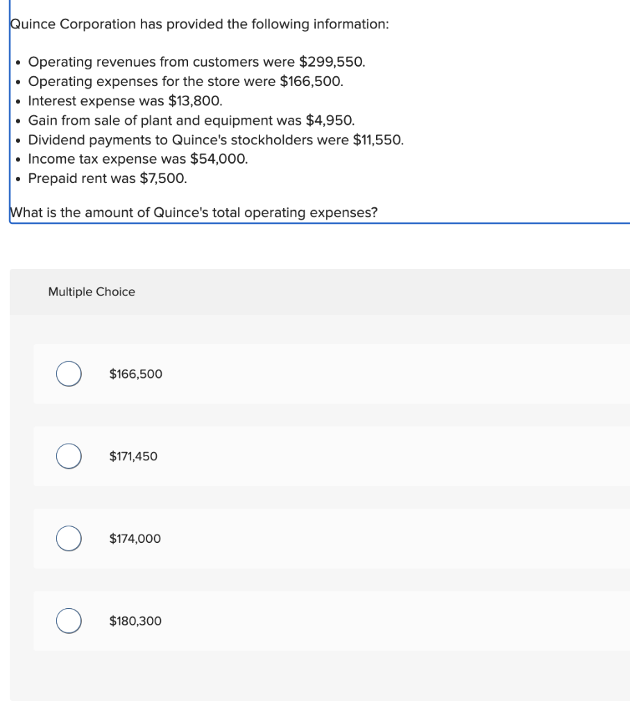 Solved Quince Corporation has provided the following | Chegg.com