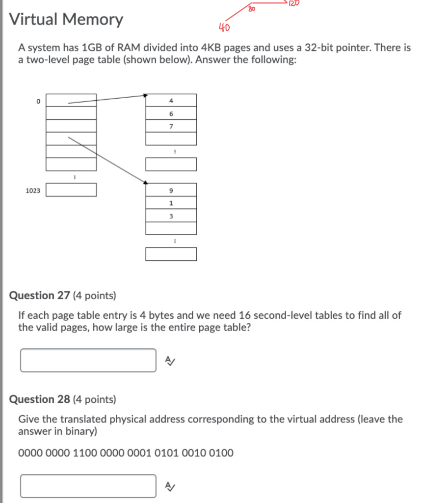 Solved 120 Virtual Memory 40 A system has 1GB of RAM divided | Chegg.com