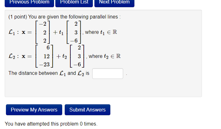 Solved Previous Problem Problem List Next Problem (1 point) | Chegg.com