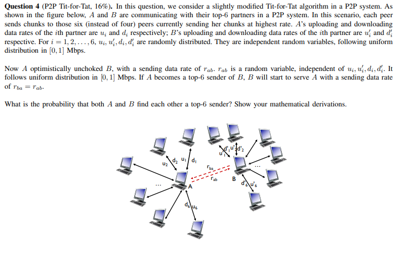 Solved (P2P Tit-for-Tat, 16%). In this question, we consider | Chegg.com