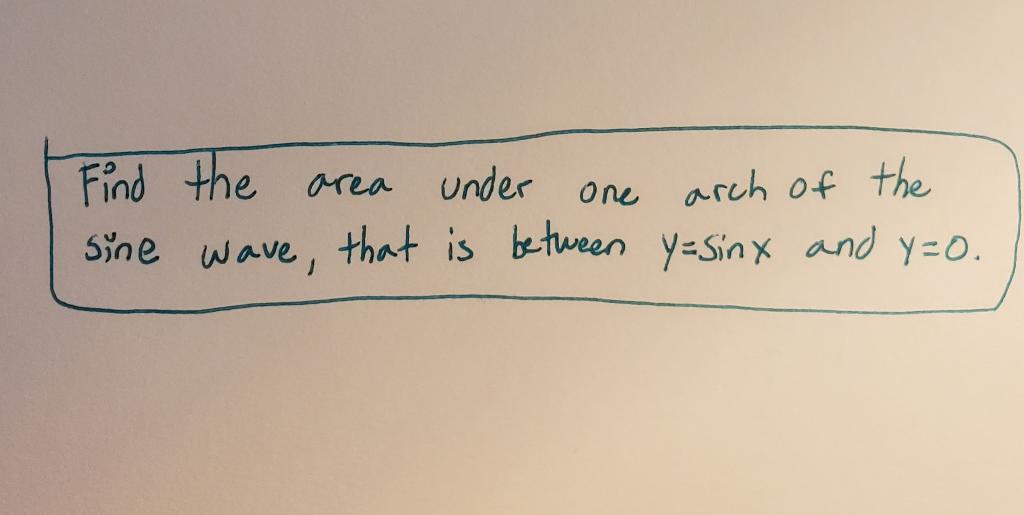 Solved Find the area one arch of the under sine wave, that | Chegg.com