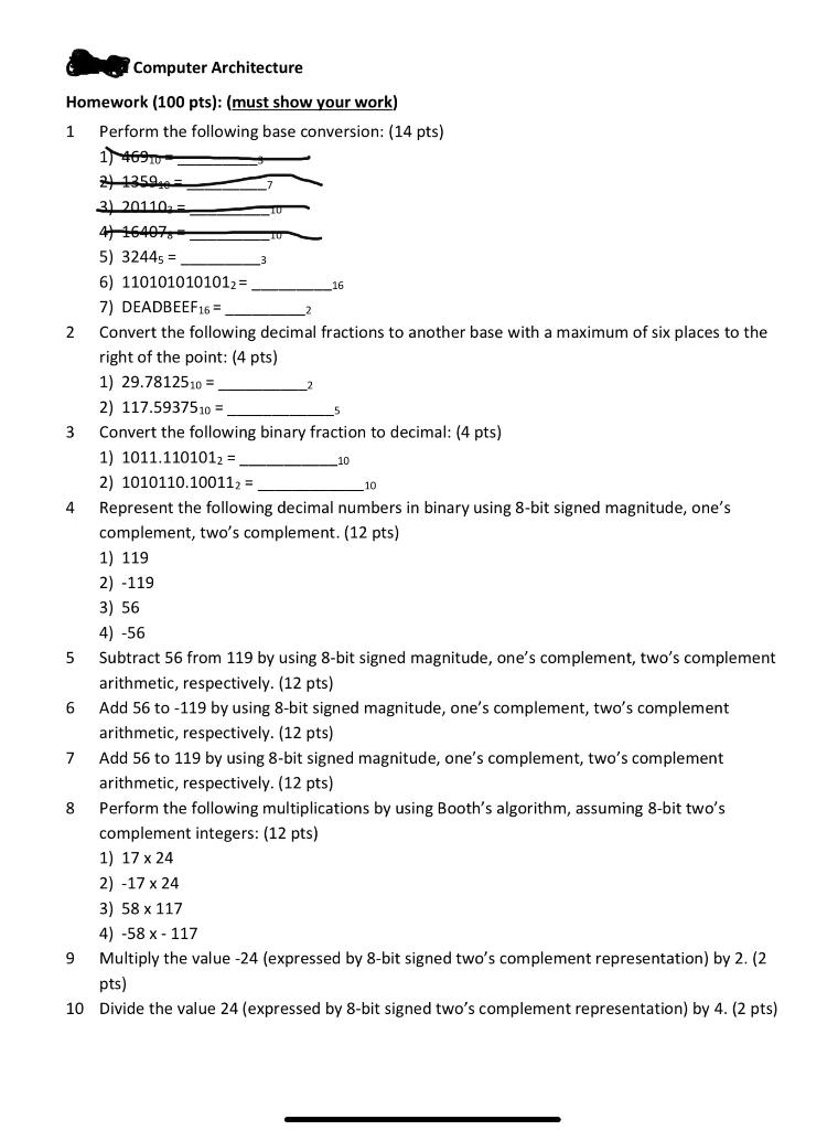Solved 1 Perform the following base conversion: (14 pts) 5) | Chegg.com