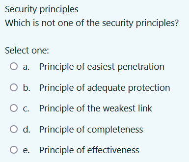 Solved Security principles Which is not one of the security | Chegg.com