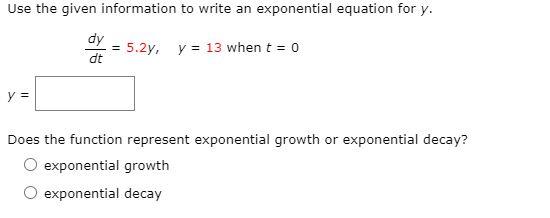 Solved Use the given information to write an exponential | Chegg.com