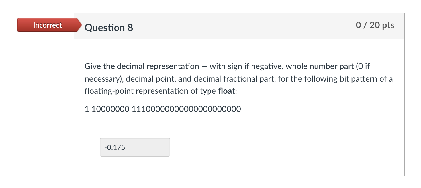 Solved Give the decimal representation - with sign if | Chegg.com