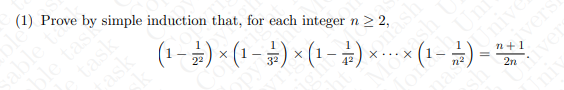 Solved (1) Prove by simple induction that, for each integer | Chegg.com