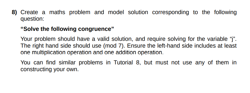 Solved 8) Create a maths problem and model solution | Chegg.com