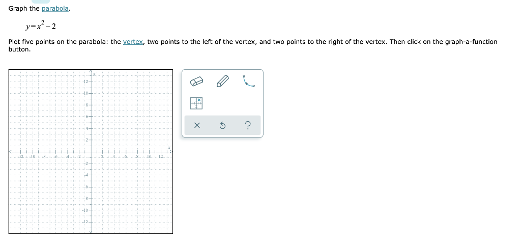 Solved Graph the parabola. y=x2-2 Plot five points on the | Chegg.com