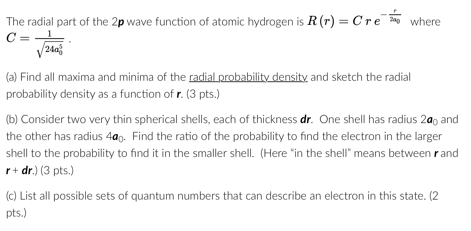The radial part of the 2p wave function of atomic | Chegg.com
