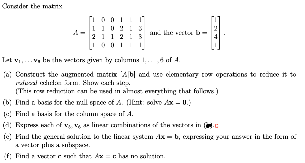 Solved For question d.) express V5, V6 as linear | Chegg.com