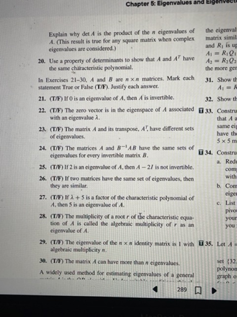 Solved Chapter 5: Eigenvalues and E Explain why det A is the | Chegg.com