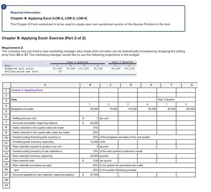 Solved Required information Chapter 8: Applying Excel | Chegg.com
