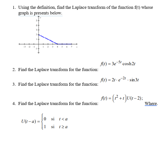 Solved 1. Using the definition, find the Laplace transform | Chegg.com