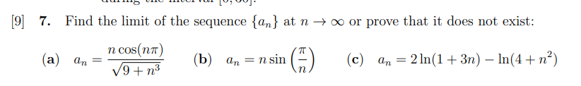 Solved [9] 7. Find the limit of the sequence \\( | Chegg.com