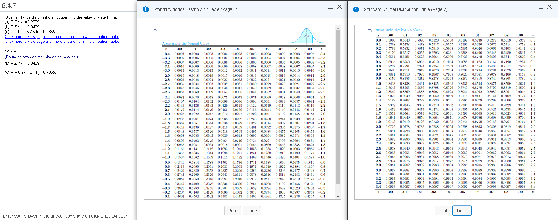 Solved 6.4.7 Standard Normal Distribution Table (Page 1) .X | Chegg.com