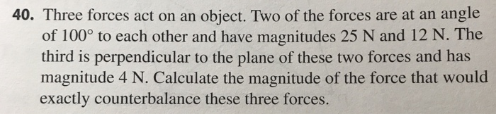 Solved 40 Three Forces Act On An Object Two Of The Forces