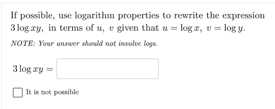 Solved If possible, use logarithm properties to rewrite the | Chegg.com