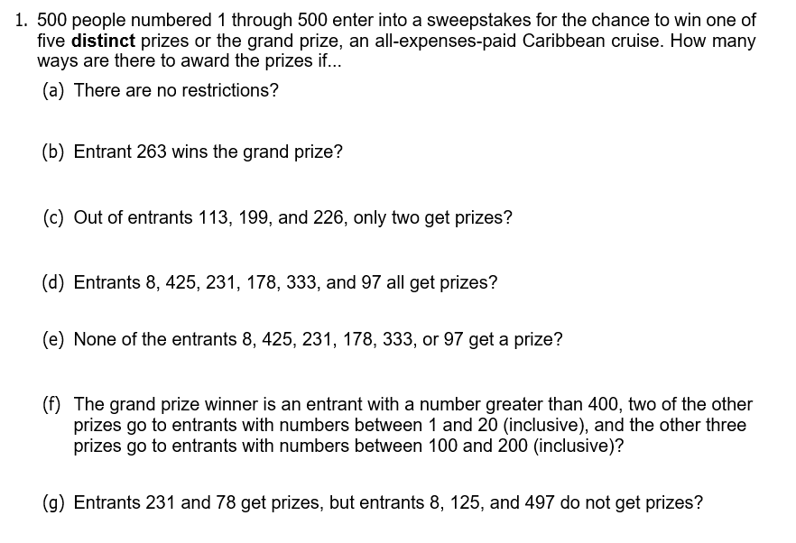 Solved 1. 500 ﻿people numbered 1 ﻿through 500 ﻿enter into a | Chegg.com