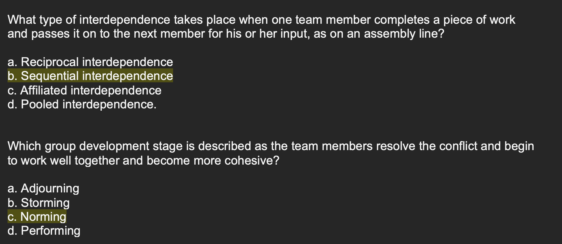 Solved What type of interdependence takes place when one | Chegg.com