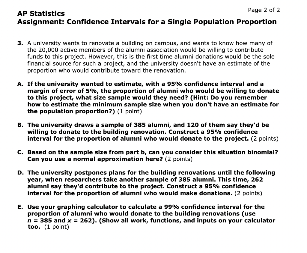 Solved AP Statistics Page 2 of 2 Assignment: Confidence | Chegg.com