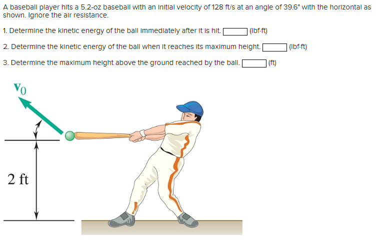 Solved A baseball player hits a 5.2−0z baseball with an | Chegg.com