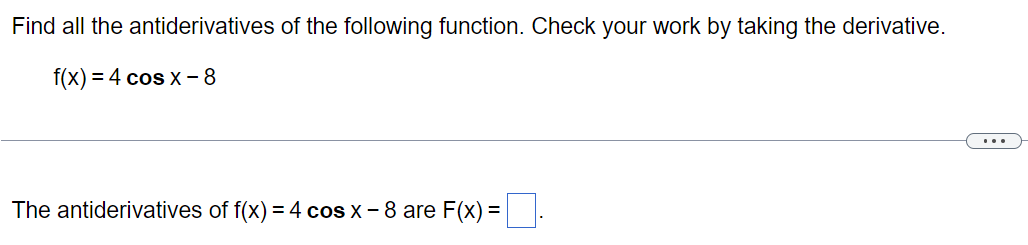 Solved Find all the antiderivatives of the following | Chegg.com