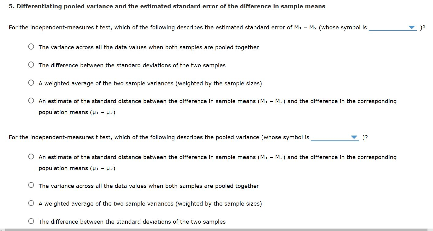 Solved 5. Differentiating pooled variance and the estimated | Chegg.com