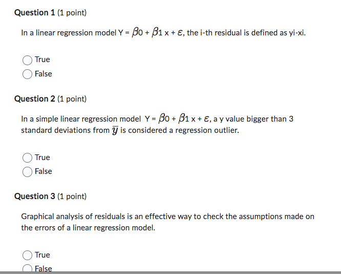 Solved In a linear regression model Y=β0+β1x+ε, the i-th | Chegg.com
