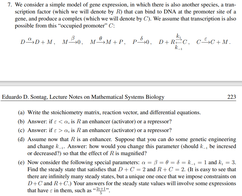 Solved 7. We consider a simple model of gene expression, in | Chegg.com