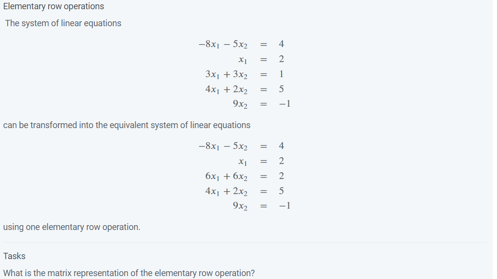 Solved Elementary row operationsThe system of linear | Chegg.com