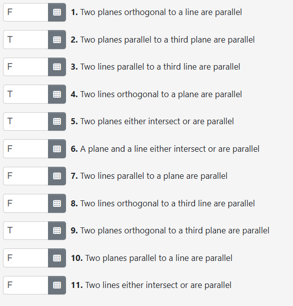 Solved 1. ﻿Two planes orthogonal to a line are parallel2. | Chegg.com