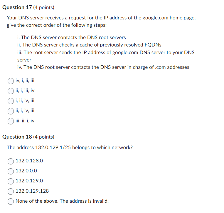 Solved Your DNS server receives a request for the IP address | Chegg.com