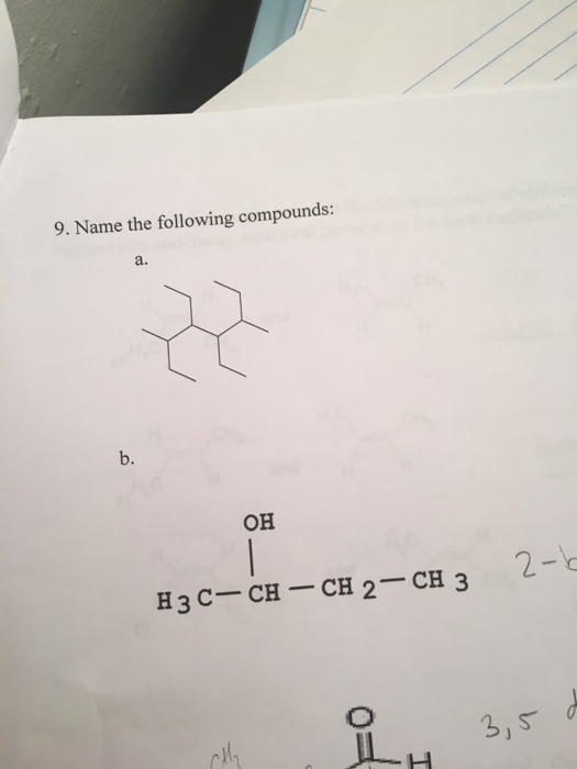 Solved Name the following compounds: | Chegg.com